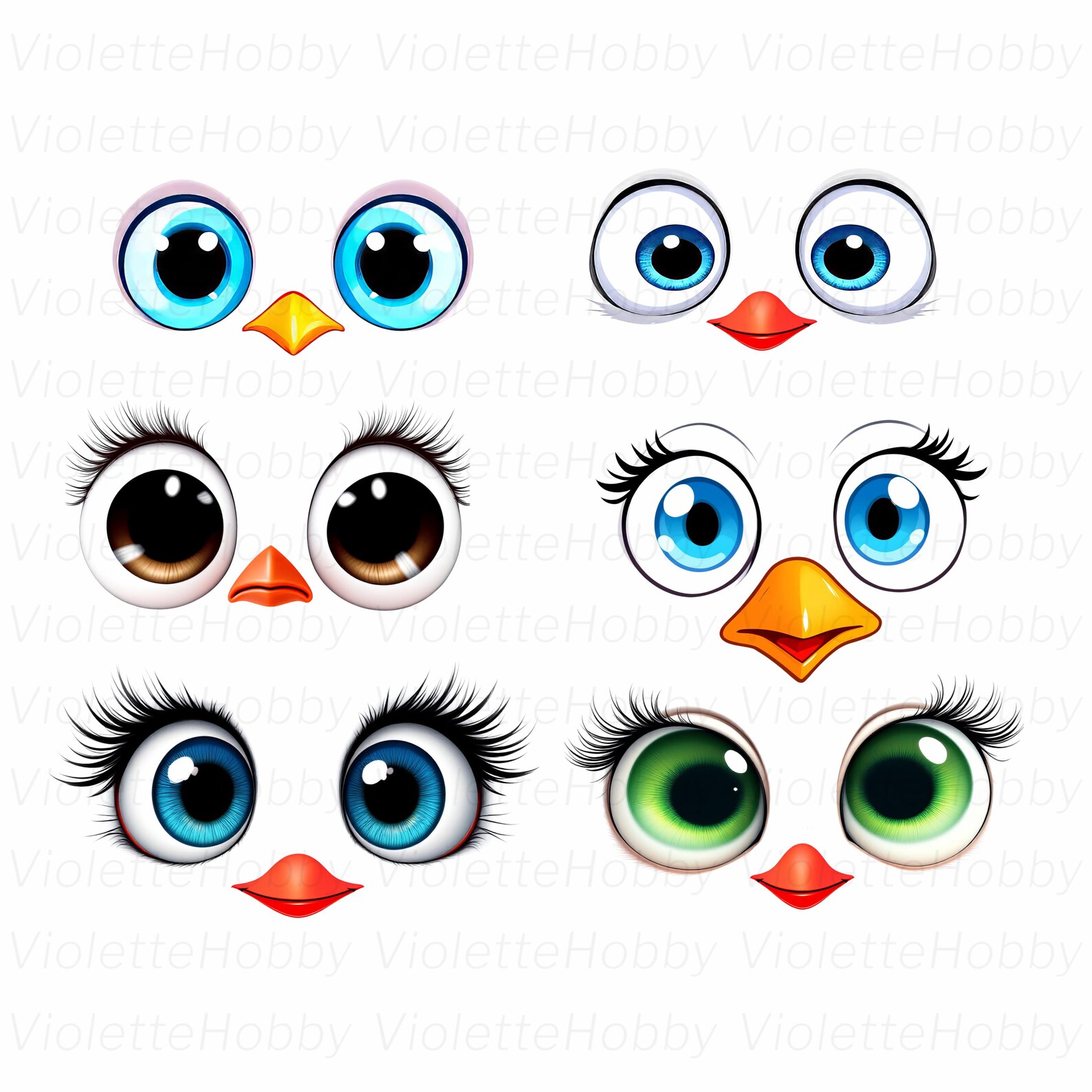 Bunny & Chick Faces Clipart: Edible Printing, Cookie Decor (40 PNG ...