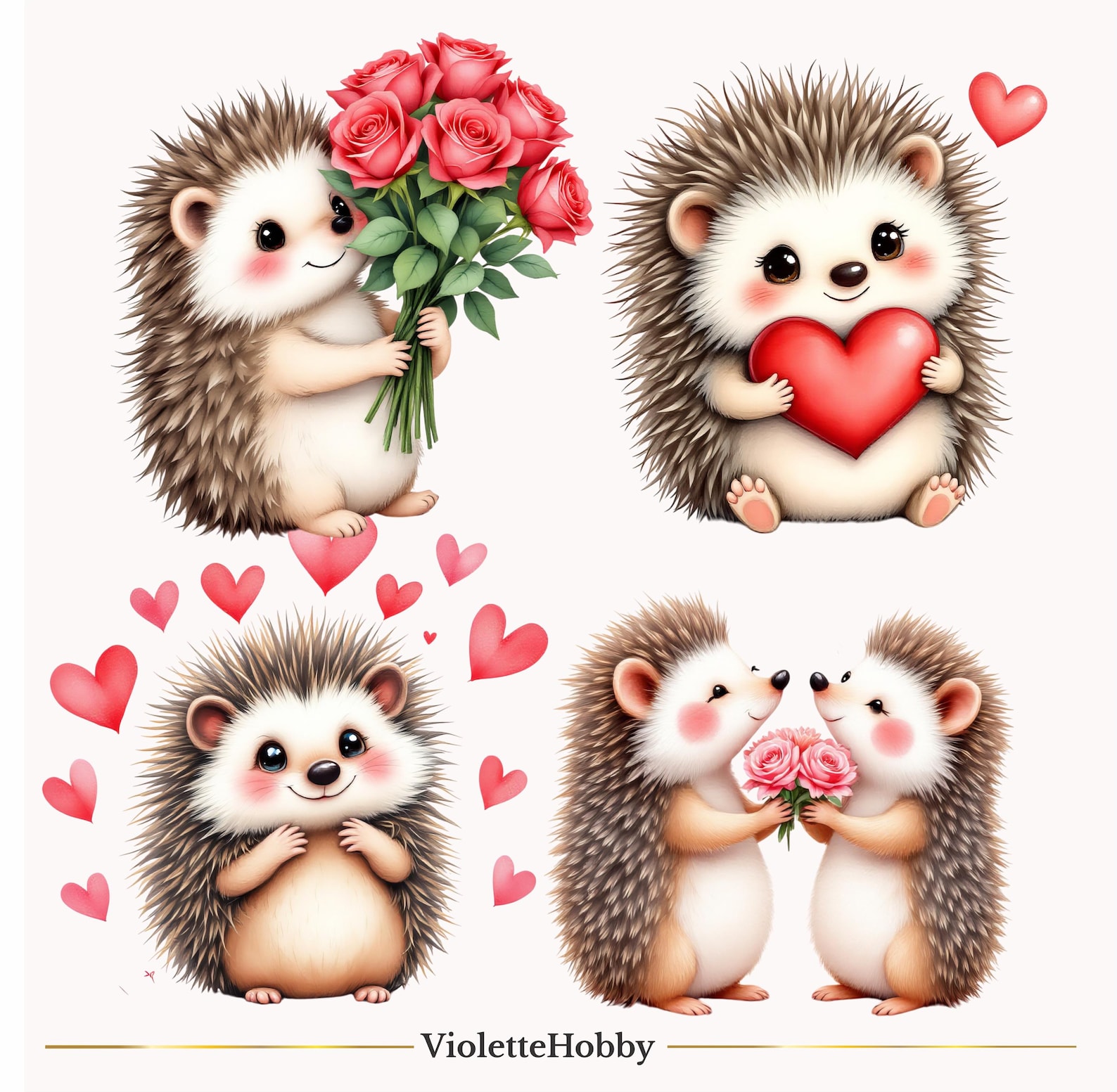 12 Valentine's Day Hedgehog PNG Clipart | Cute Animal Love ...