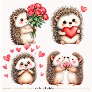12 Valentine's Day Hedgehog PNG Clipart | Cute Animal Love ...