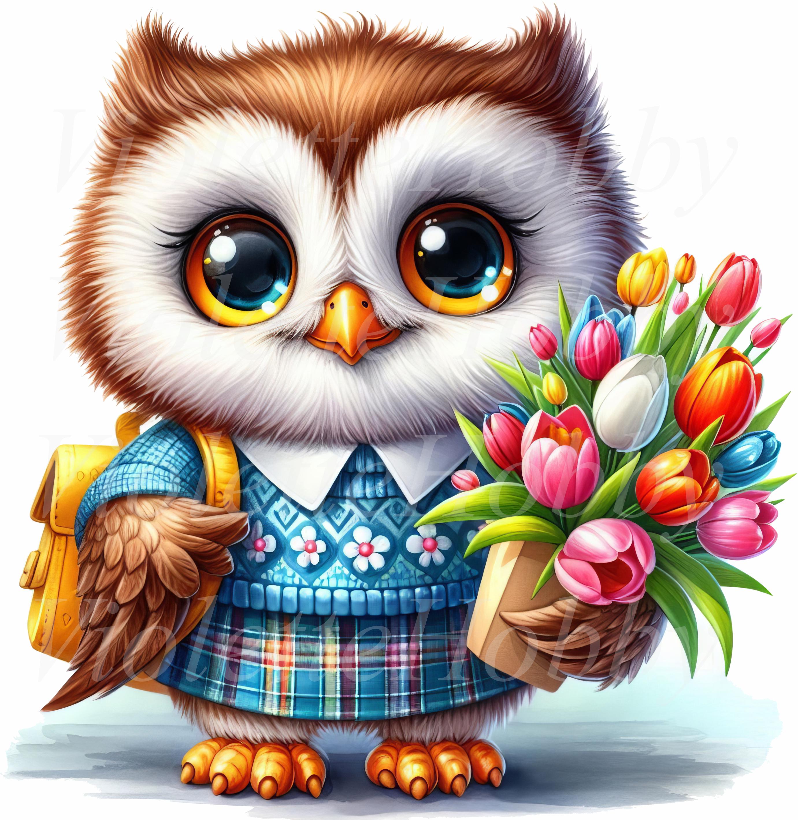 10 PNG/ Back to School/cute Owls/owl Illustration/digital Download Art ...