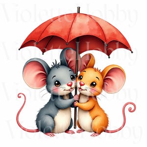 Romantic Mice Couple PNG Set Valentines Day Clipart Cute Mouse Love ...