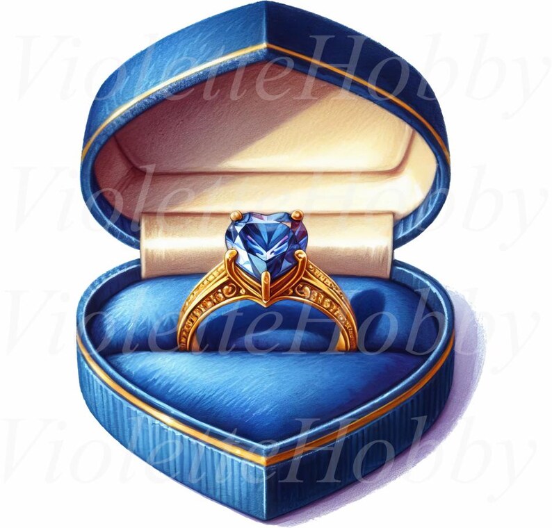 Engagement Ring Box Clipart: Heart, Oval, Square Designs (PNG Digital ...
