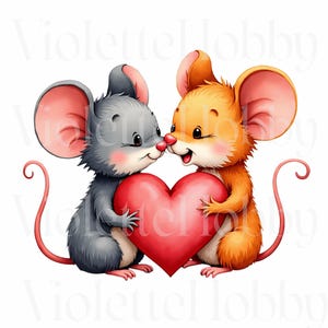 Romantic Mice Couple PNG Set | Valentine’s Day Clipart | Cute Mouse ...