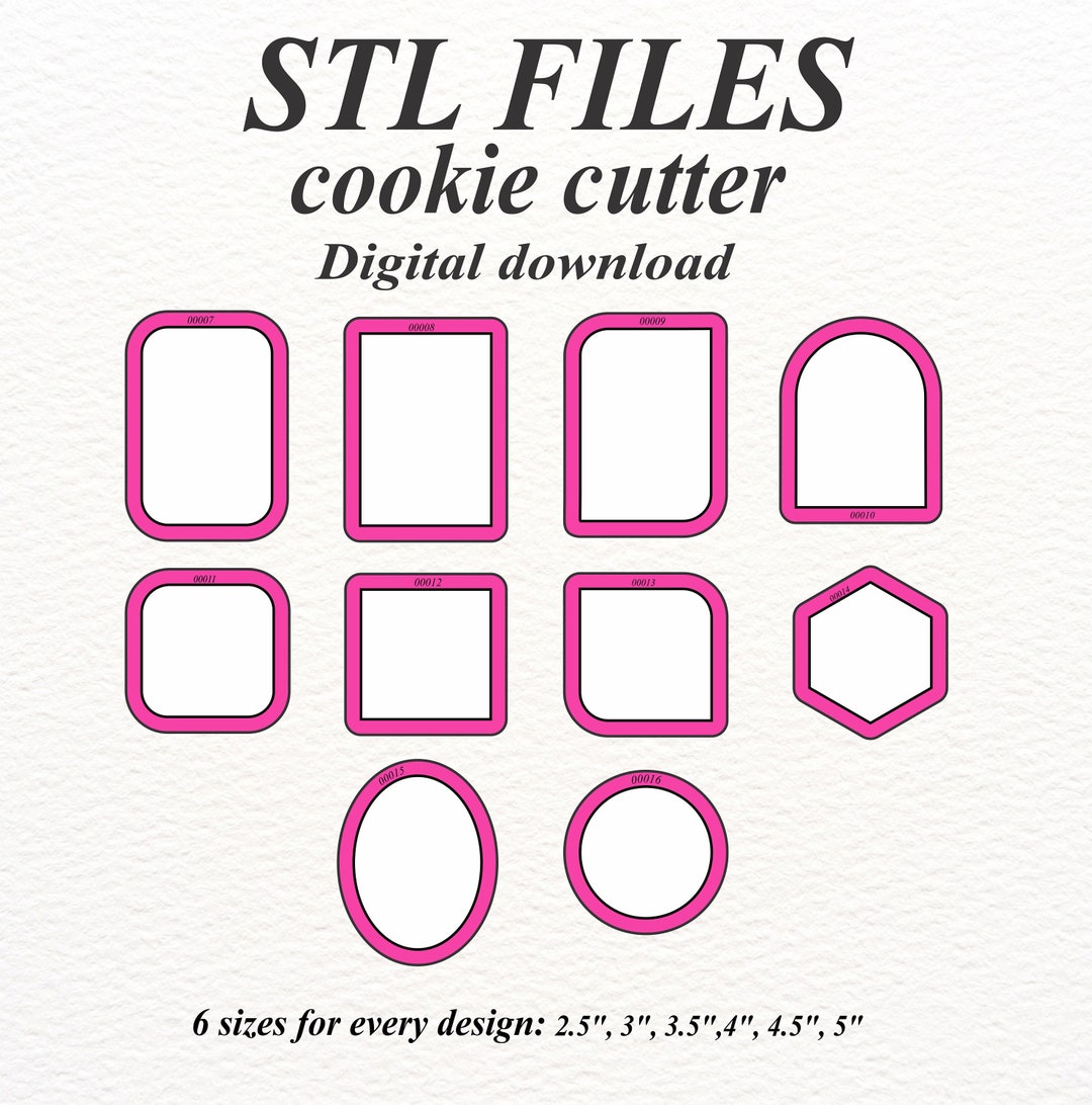 60 STL Files Basic Cookie Cutter| 10 Geometric Designs, Digital ...