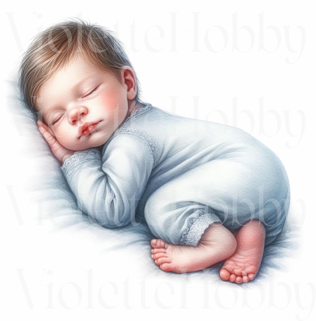Watercolor Baby Clipart Set: Newborn Illustrations for Scrapbooking (12 ...