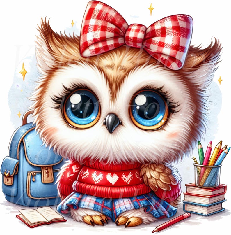 10 PNG/ Back to School/cute Owls/owl Illustration/digital Download Art ...