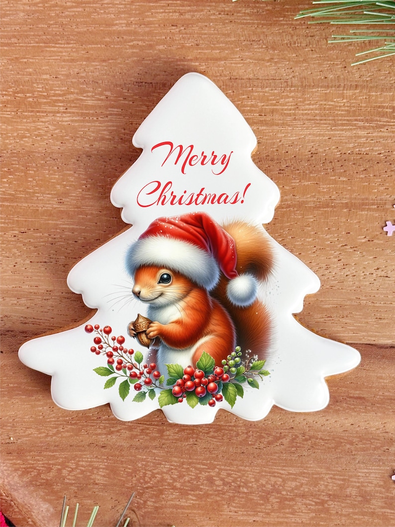 Christmas Squirrel Clipart: Holiday Santa Hat PNG (digital Download ...