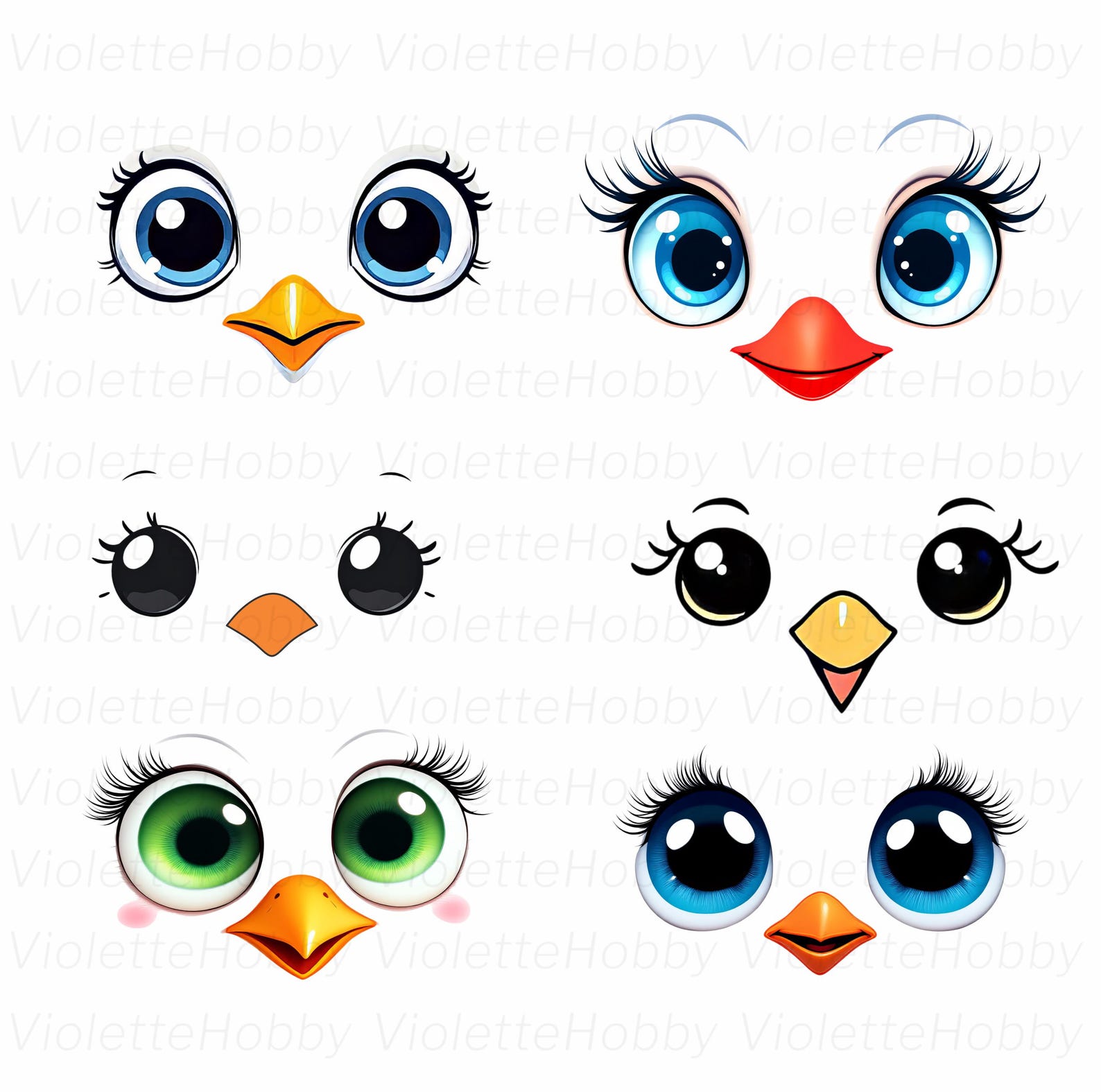 Bunny & Chick Faces Clipart: Edible Printing, Cookie Decor (40 PNG ...