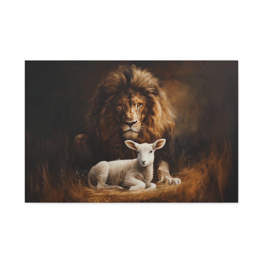 Jesus Canvas Divine Unity: the Lion and the Lamb Inspirational Gospel ...