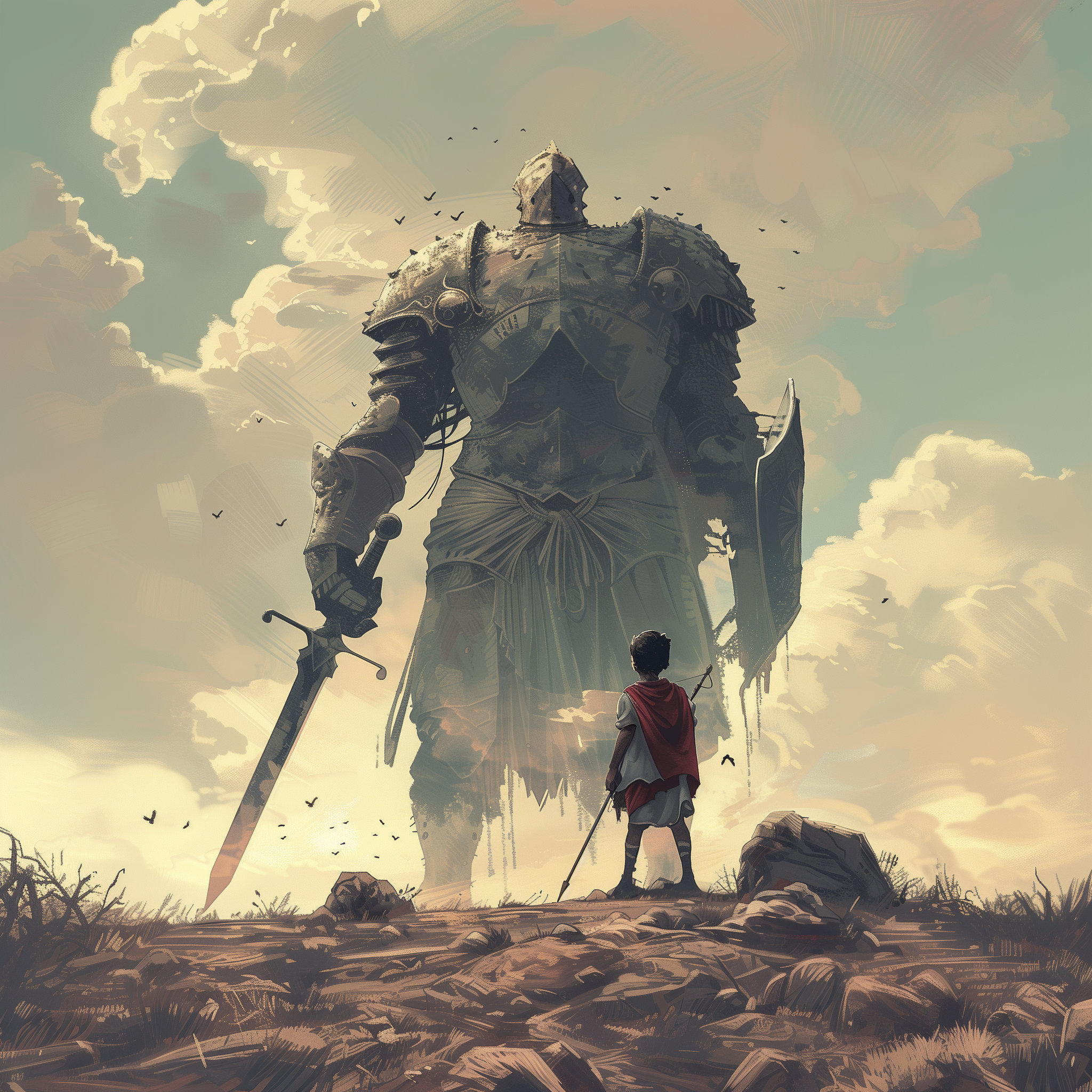 David and Goliath Art Print: Bible Story Wall Decor (digital Download ...