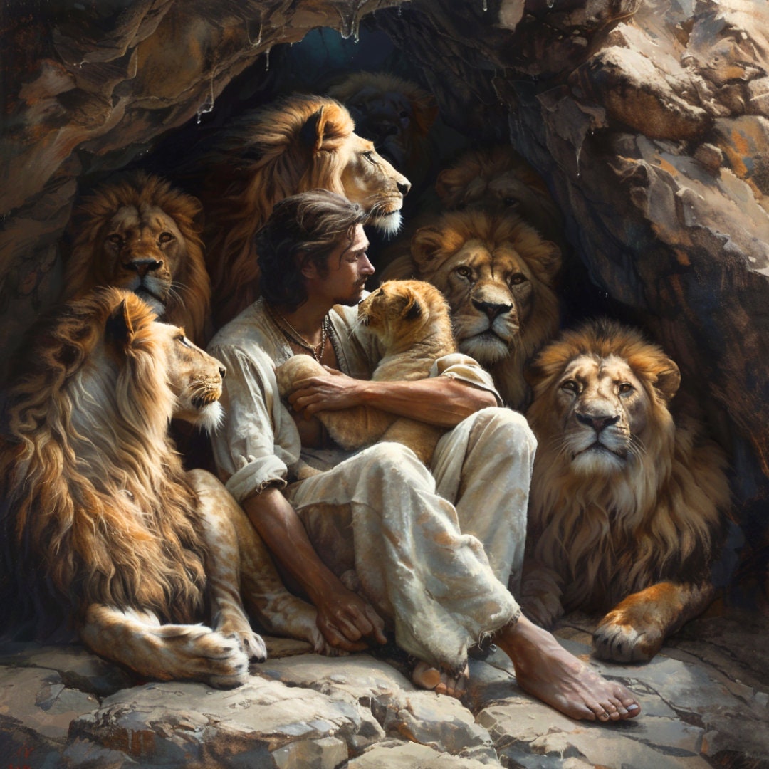 Daniel in the Lions Den Art: Bible Story Wall Decor (digital Download ...