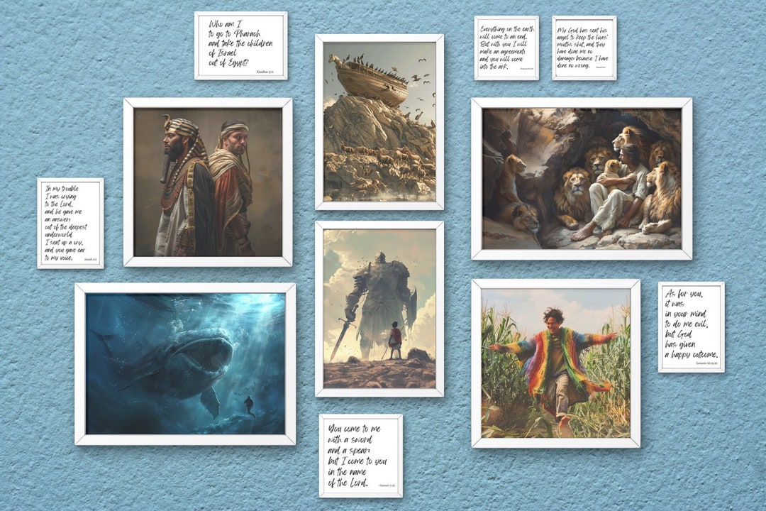 Bible Heroes Set of 12 DIGITAL DOWNLOAD, Bible Art, Modern Bible Verse ...