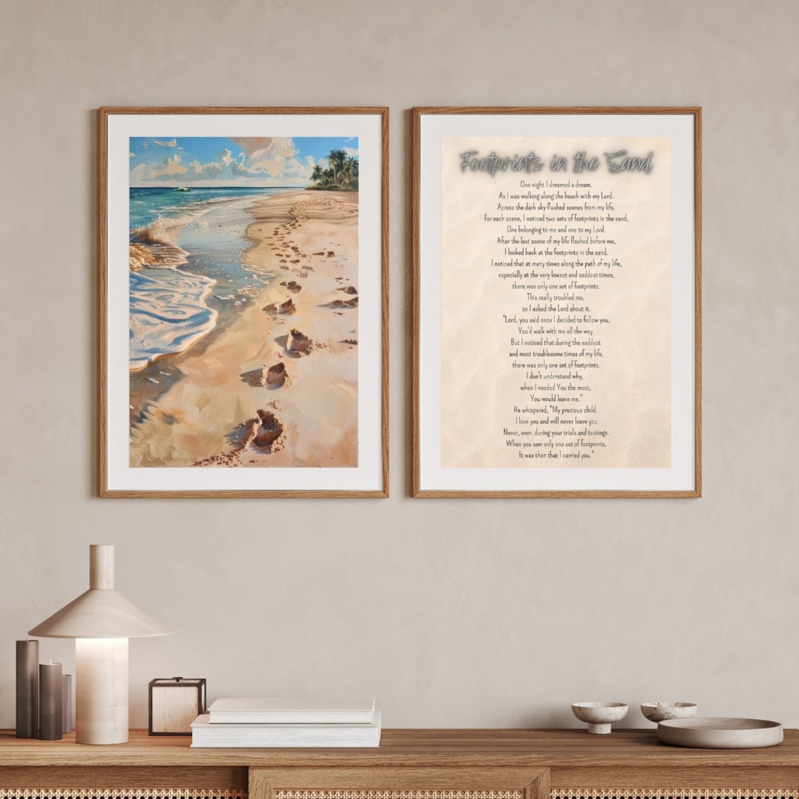 Footprints in the Sand DIGITAL DOWNLOAD Modern Bible Wall Art Home ...