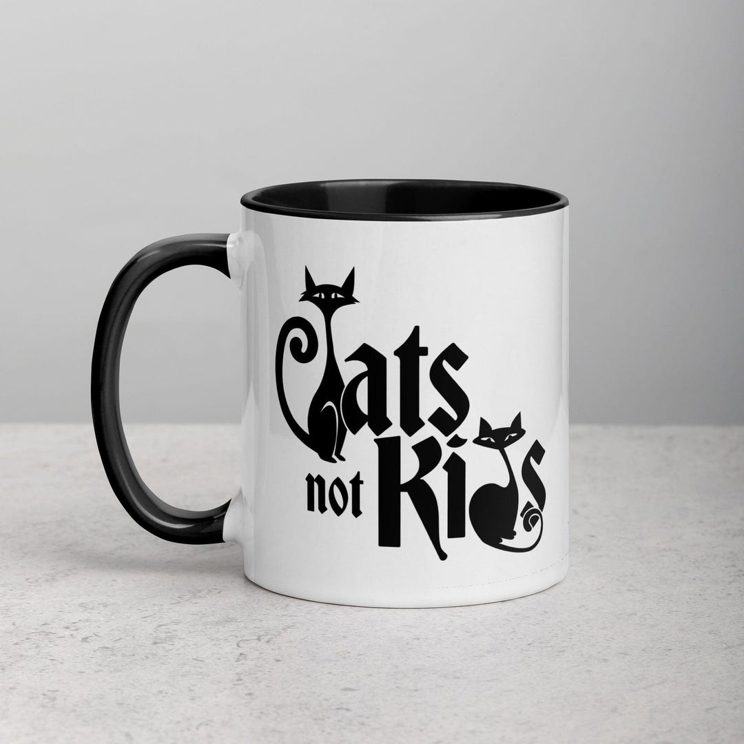 Cats Not Kids Childfree Childless Cat Lady Gift Black and White Mug - Etsy