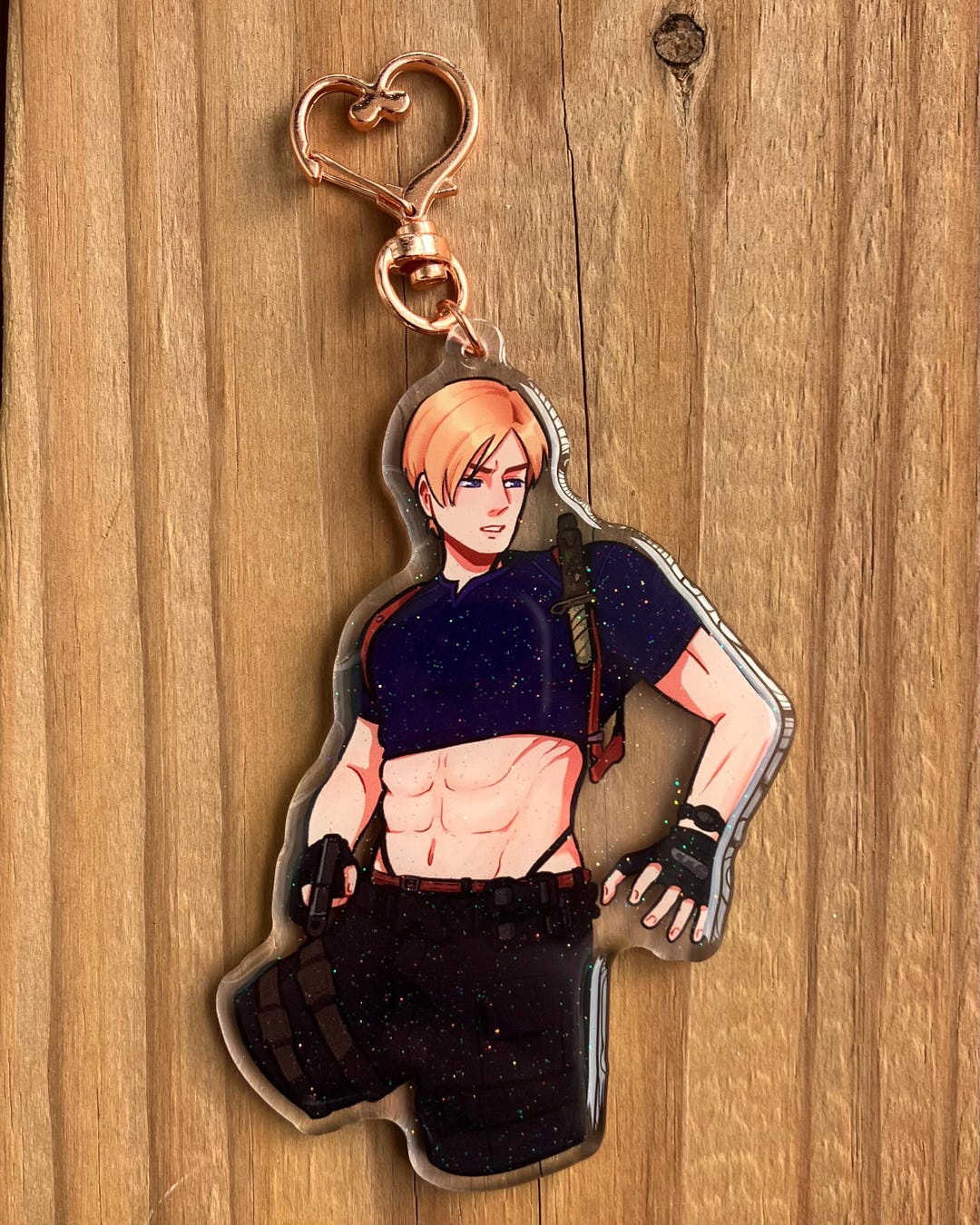 RE4 Leon Kennedy Epoxy Keychain - Etsy