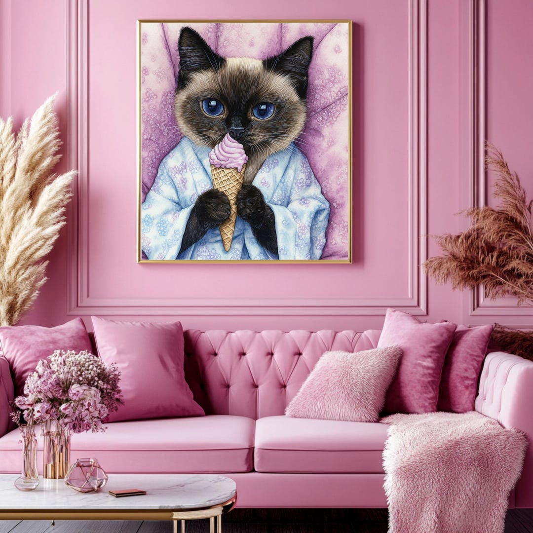 Siamese and Ice Cream Digital Download | Sweet Siamese Print - Etsy