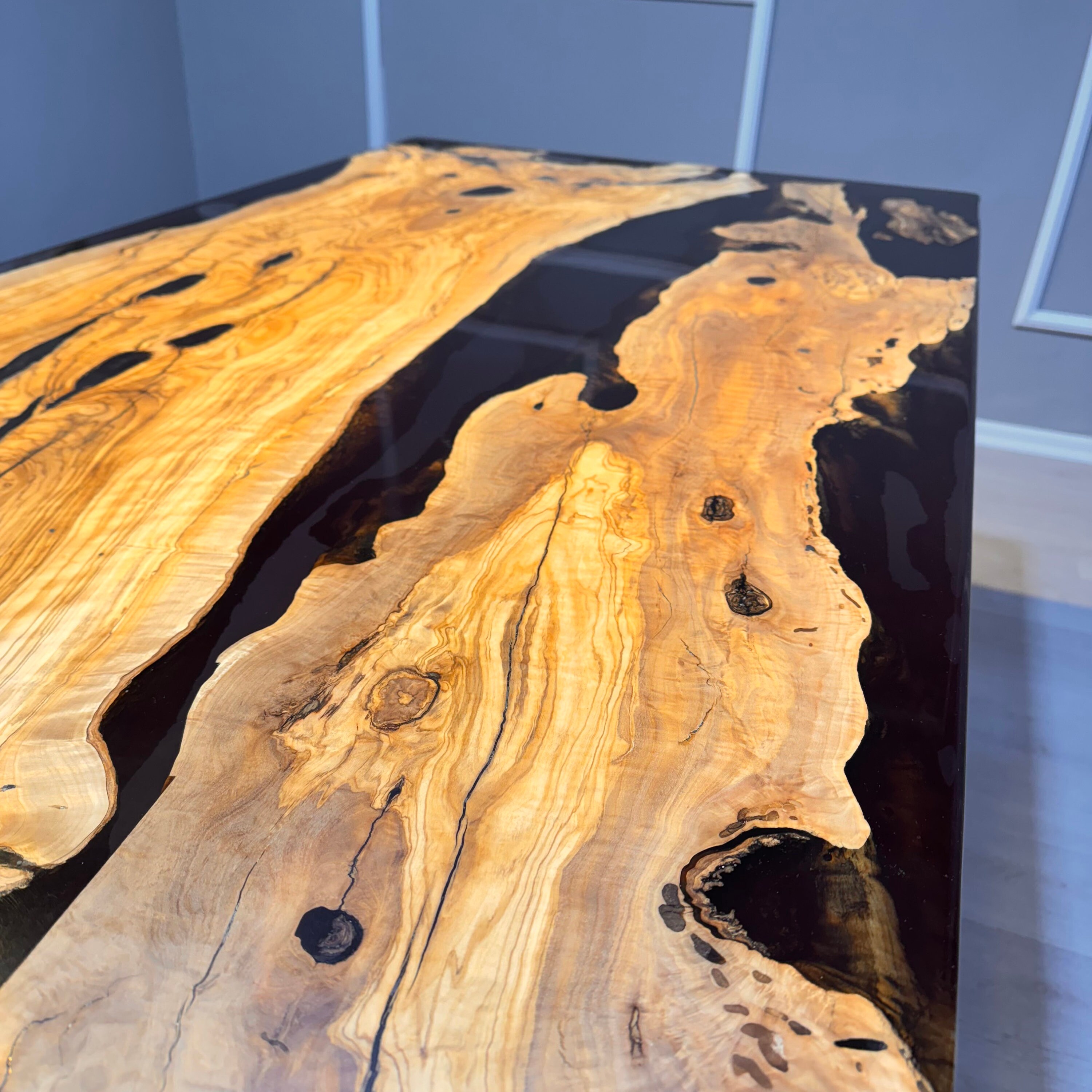 Custom Walnut Black Epoxy Table, Black Epoxy Table, Made to Order ...