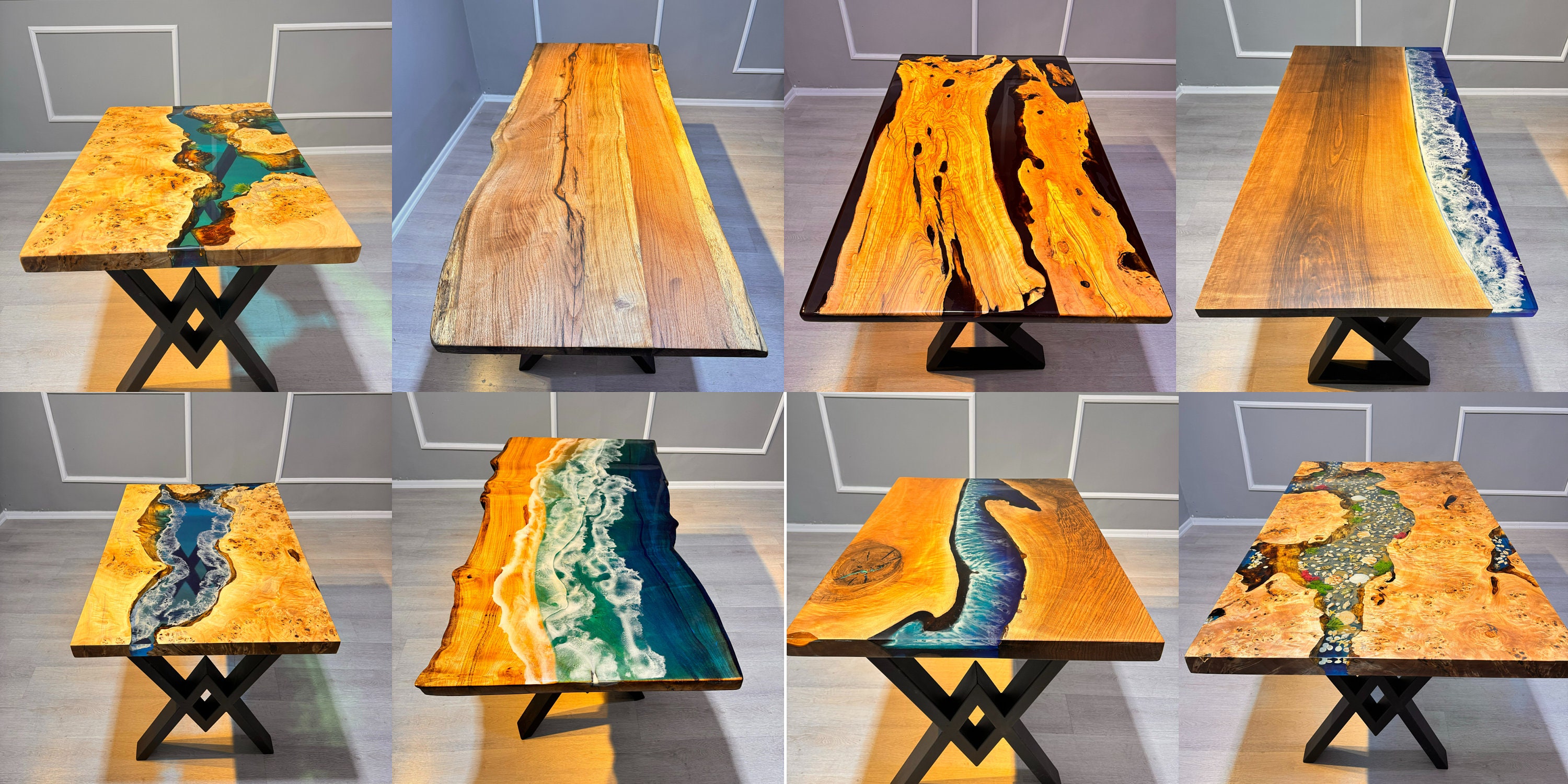 Live Edge Epoxy River Table, Made to Order Custom Table, Resin Blue ...
