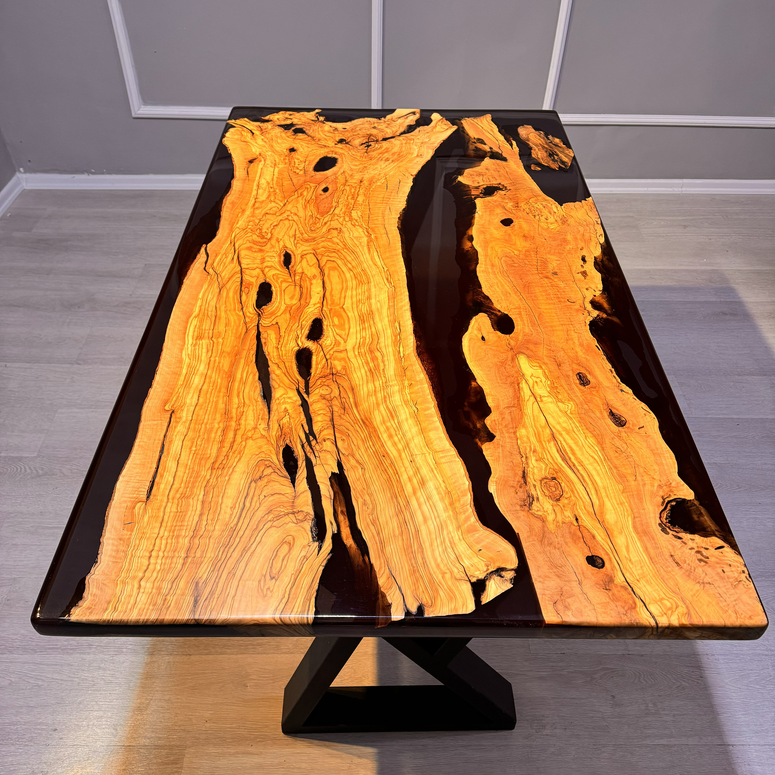 Custom Walnut Black Epoxy Table, Black Epoxy Table, Made to Order ...