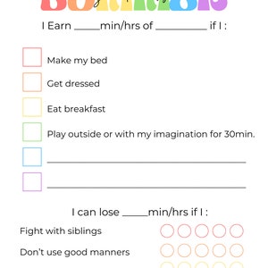 Printable Screen Time, Schedule, Activities and Reward Charts for Kids ...