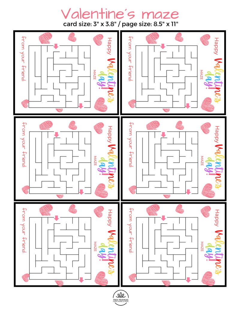 Valentine's Day Treat Bag Games for Kids - 3 Size Ready to Print - Etsy