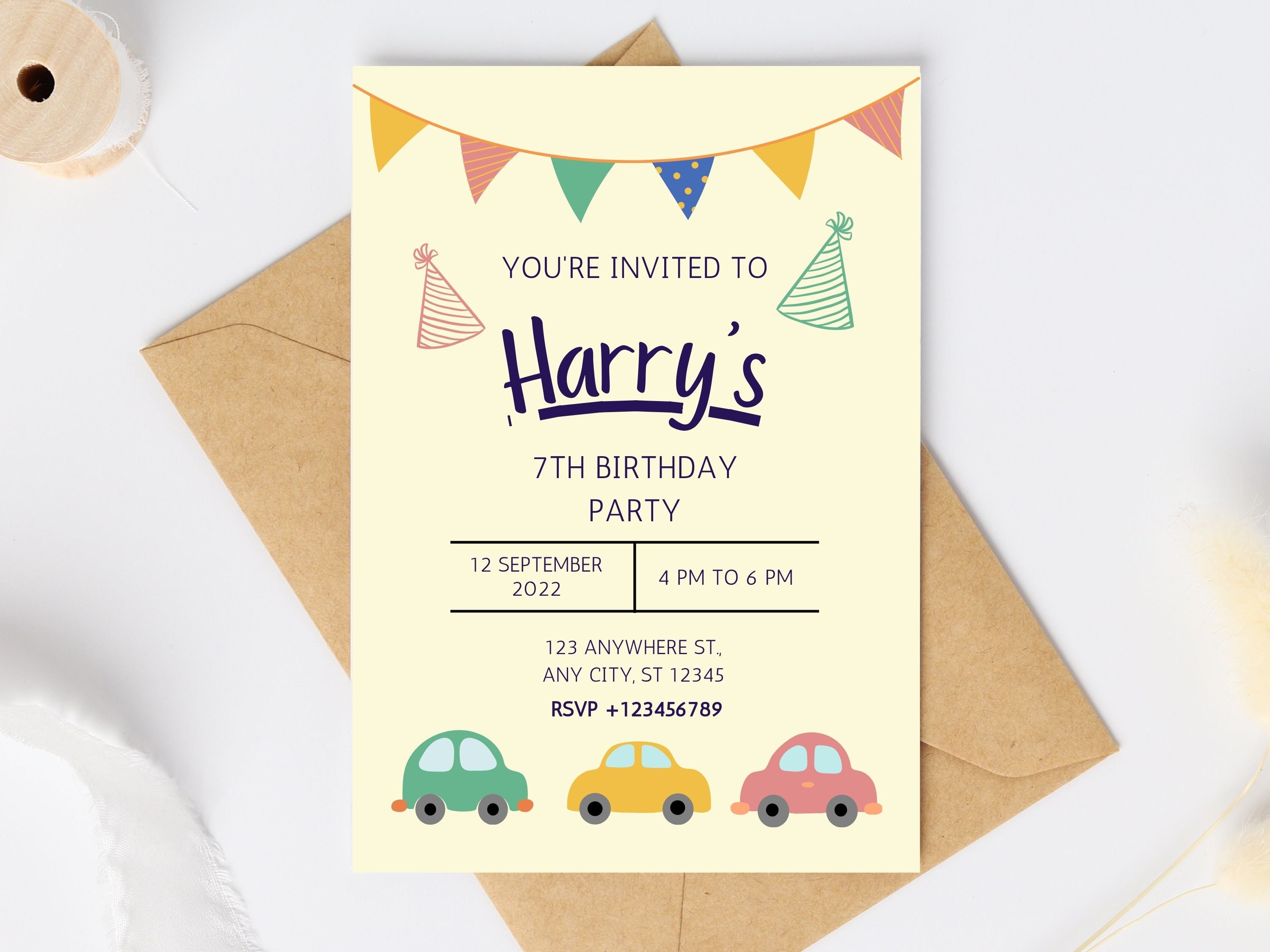 Editable Car Birthday Invitation, Digital Kids Car Party Invite - Etsy