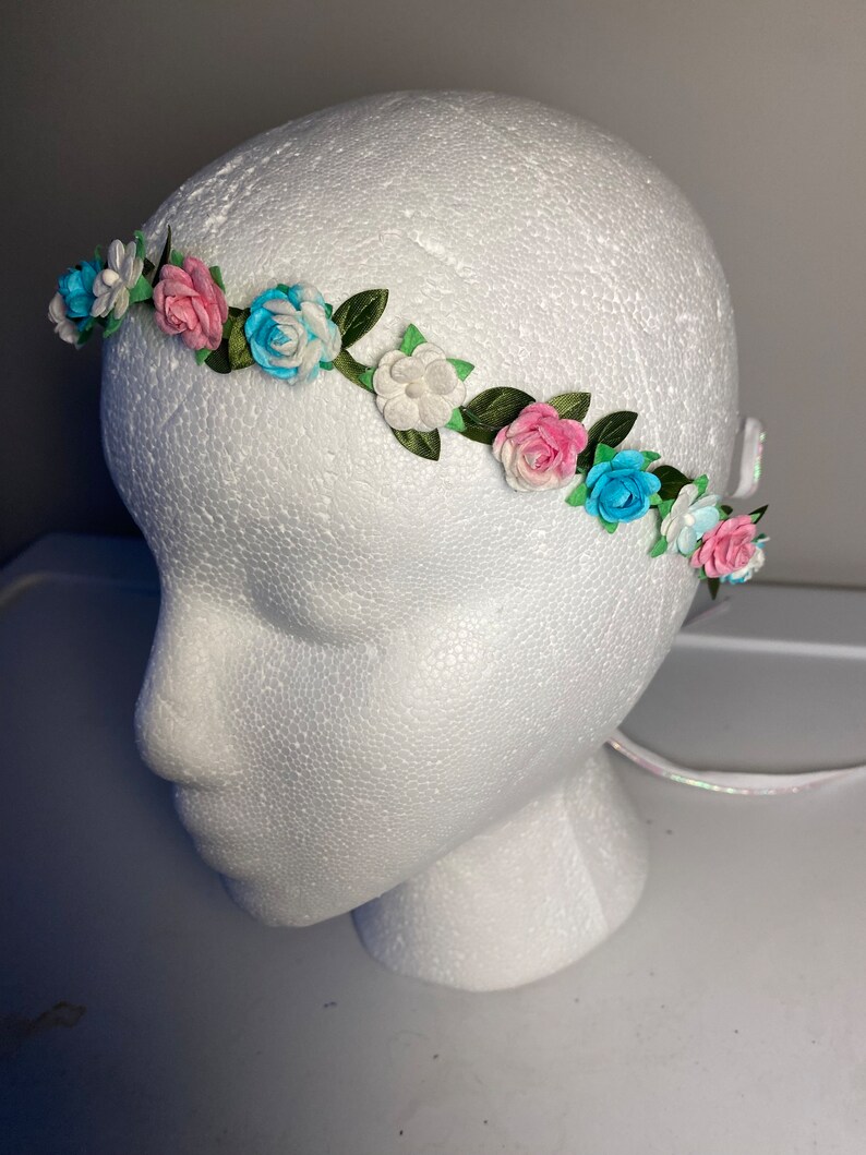 Transgender Pride Flag Colors Rose Flower Crown, Transgender Pride ...