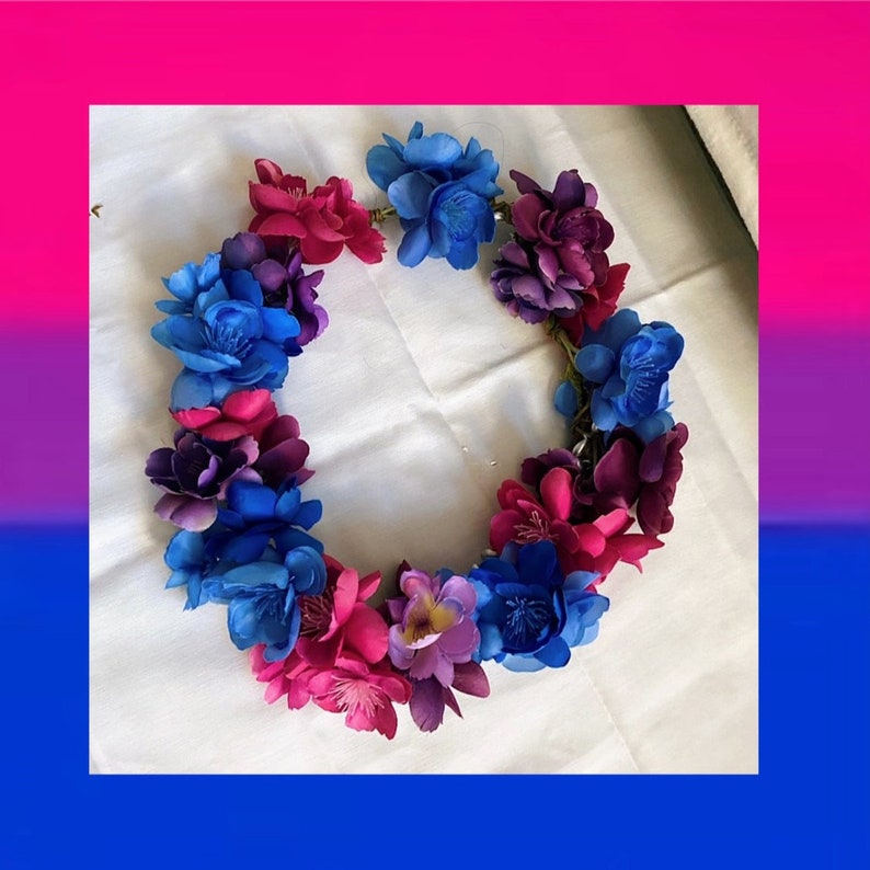 Bisexual Pride Flag Colors Flower Crown, Bisexual Pride Flag Colors ...