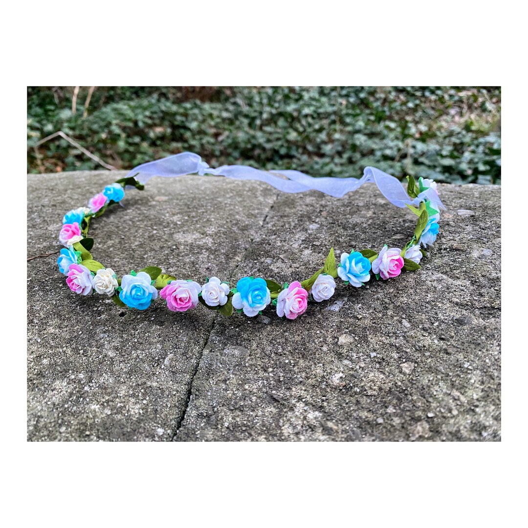 Transgender Pride Flag Colors Rose Flower Crown, Transgender Pride ...
