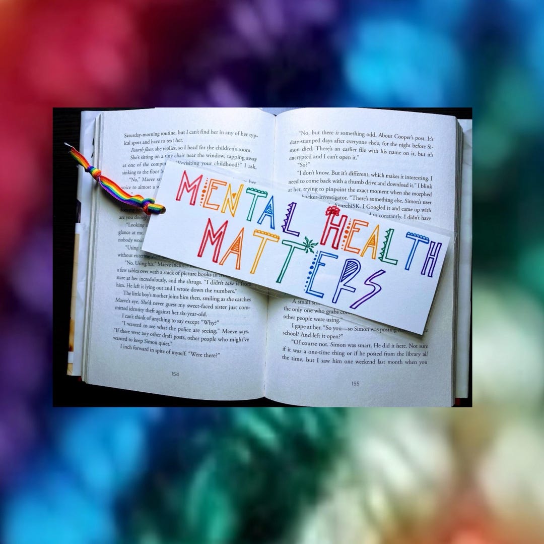 Rainbow Mental Health Bookmark, Mental Health Matters Bookmark, Rainbow ...