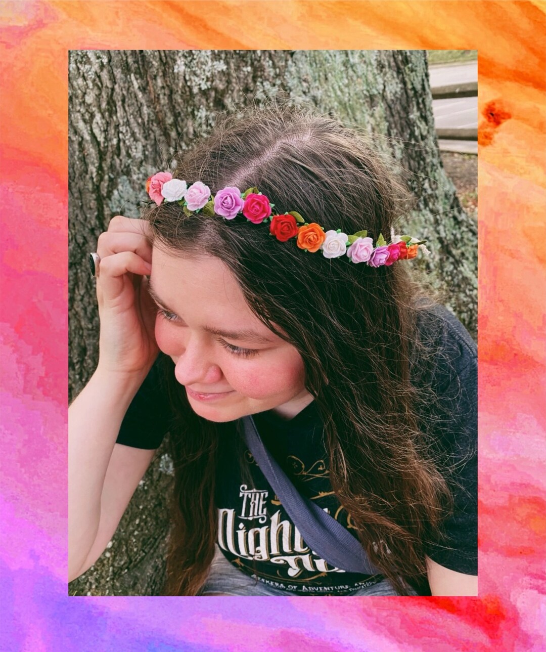 Lesbian Pride Flag Colors Flower Crown, Lesbian Flower Crown, Lesbian ...