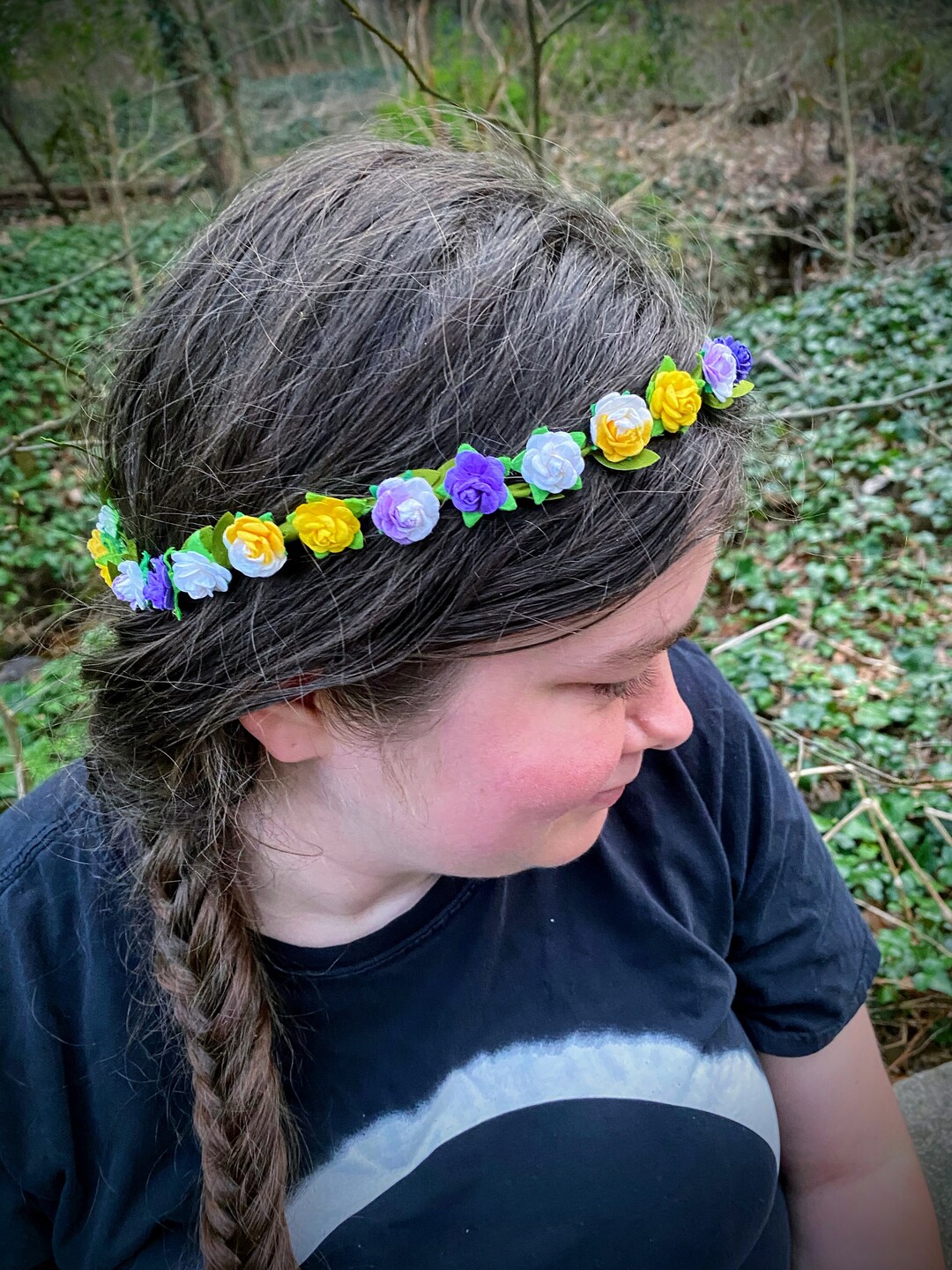 Nonbinary Pride Flag Colors Rose Flower Crown, Nonbinary Pride Flower ...
