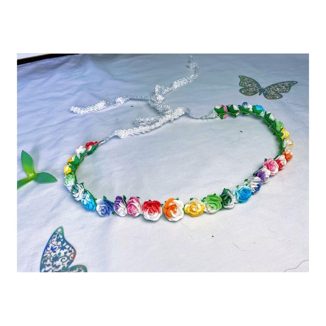 Dainty Rainbow Swirl Gay Pride Flower Crown, Rainbow Flower Crown ...