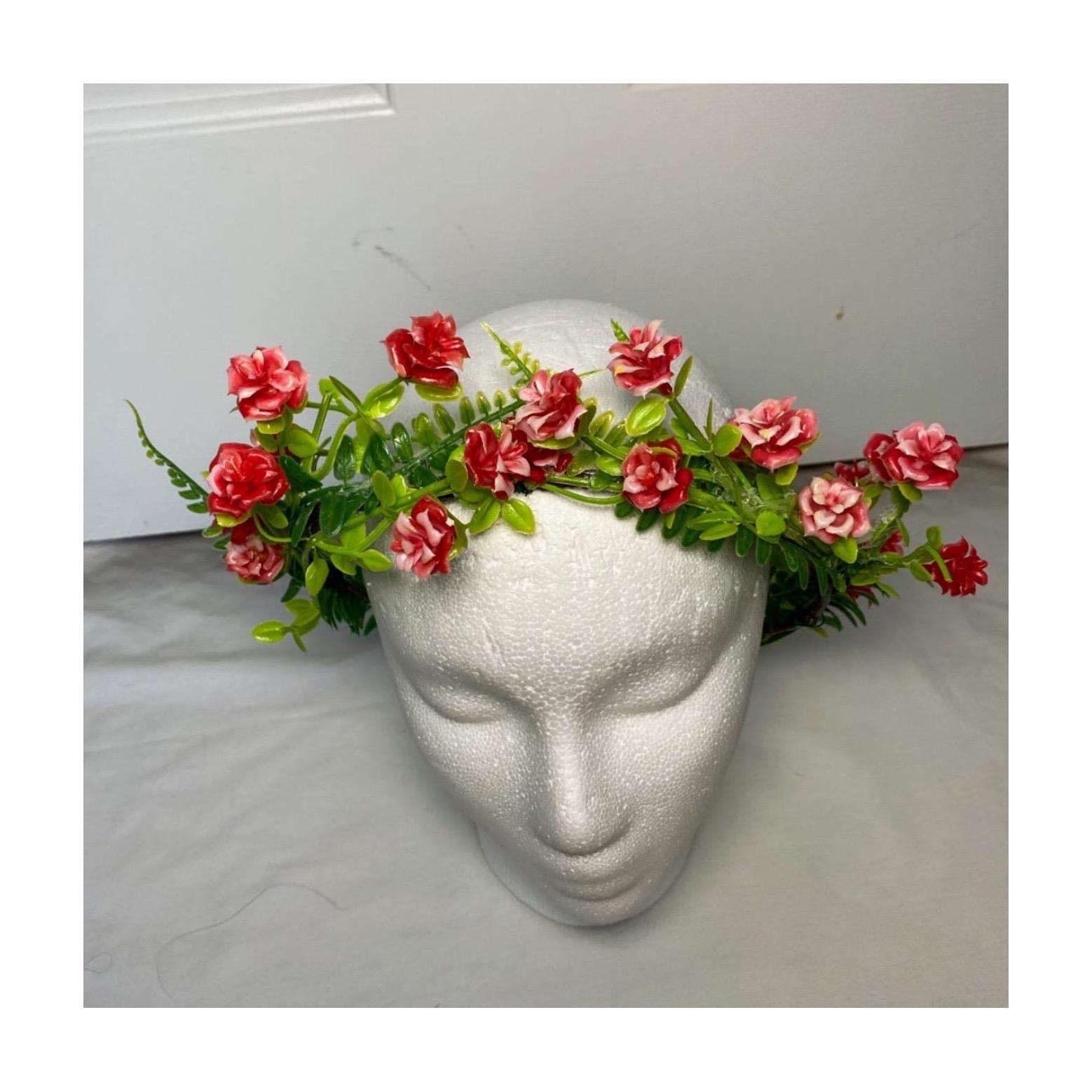 Red Woodland Fairy Flower Crown, Red Floral Head Wreath, Red Halo ...