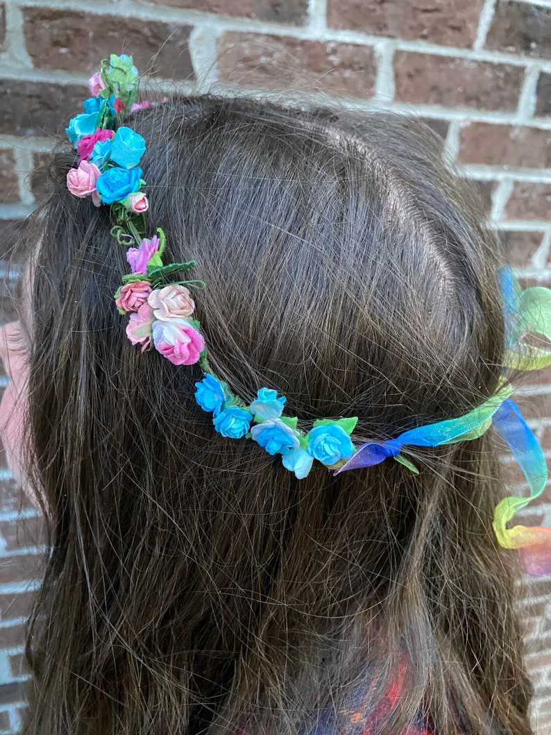 Transgender Pride Flag Colors Rose Woodland Flower Crown, Transgender ...
