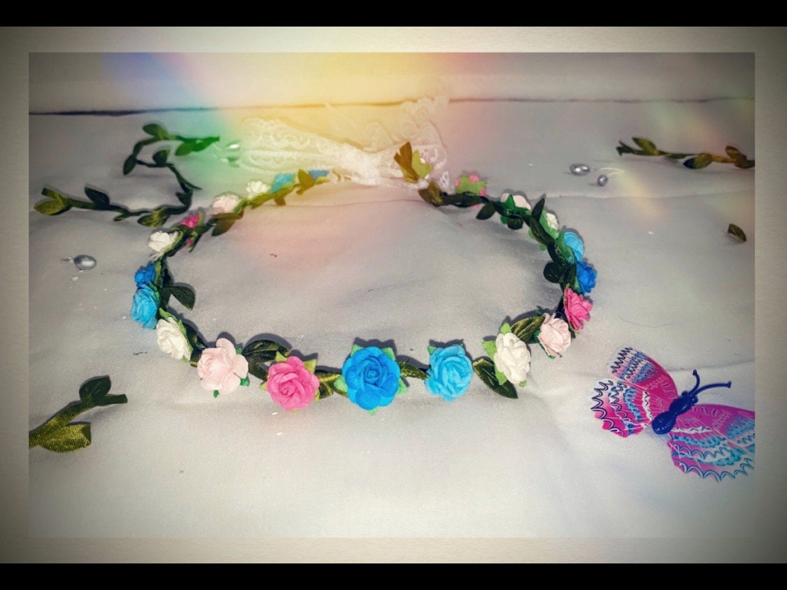 Transgender Pride Flag Colors LGBTQ Rose Flower Crown, Transgender ...