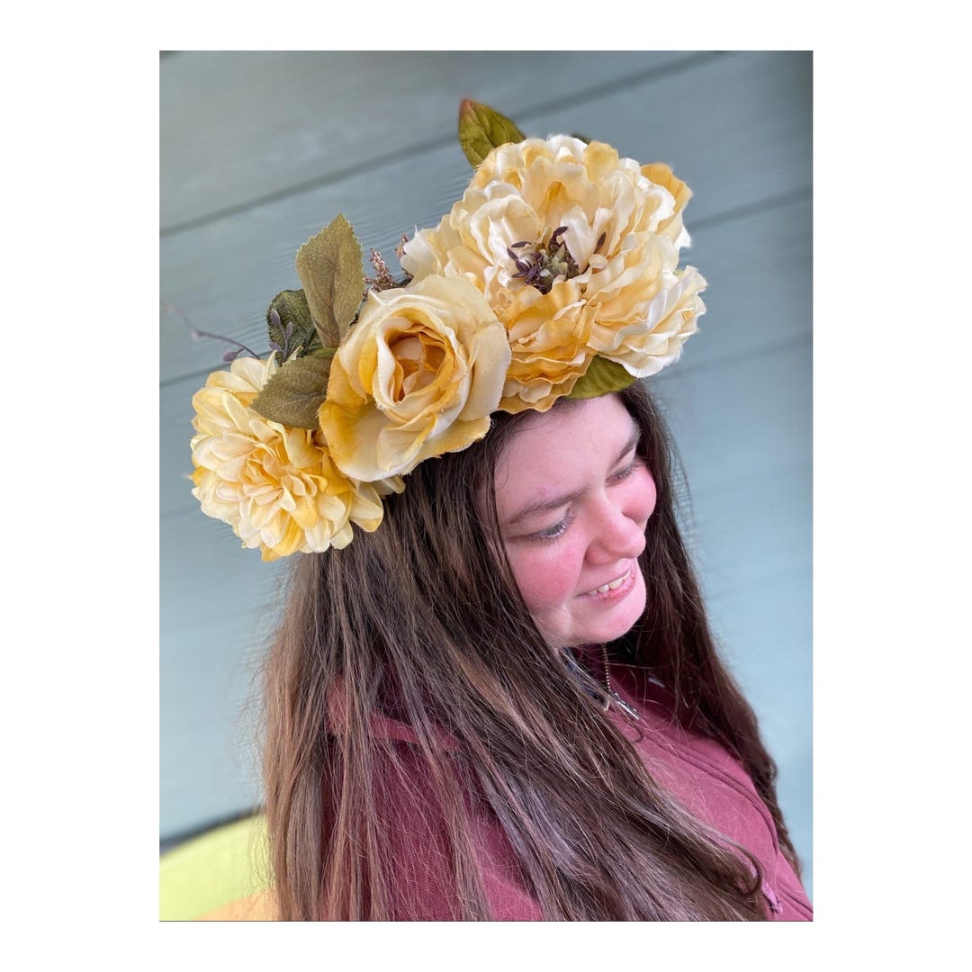 Lush Gold Flower Crown, Gold Floral Head Wreath, Gold Floral Crown ...