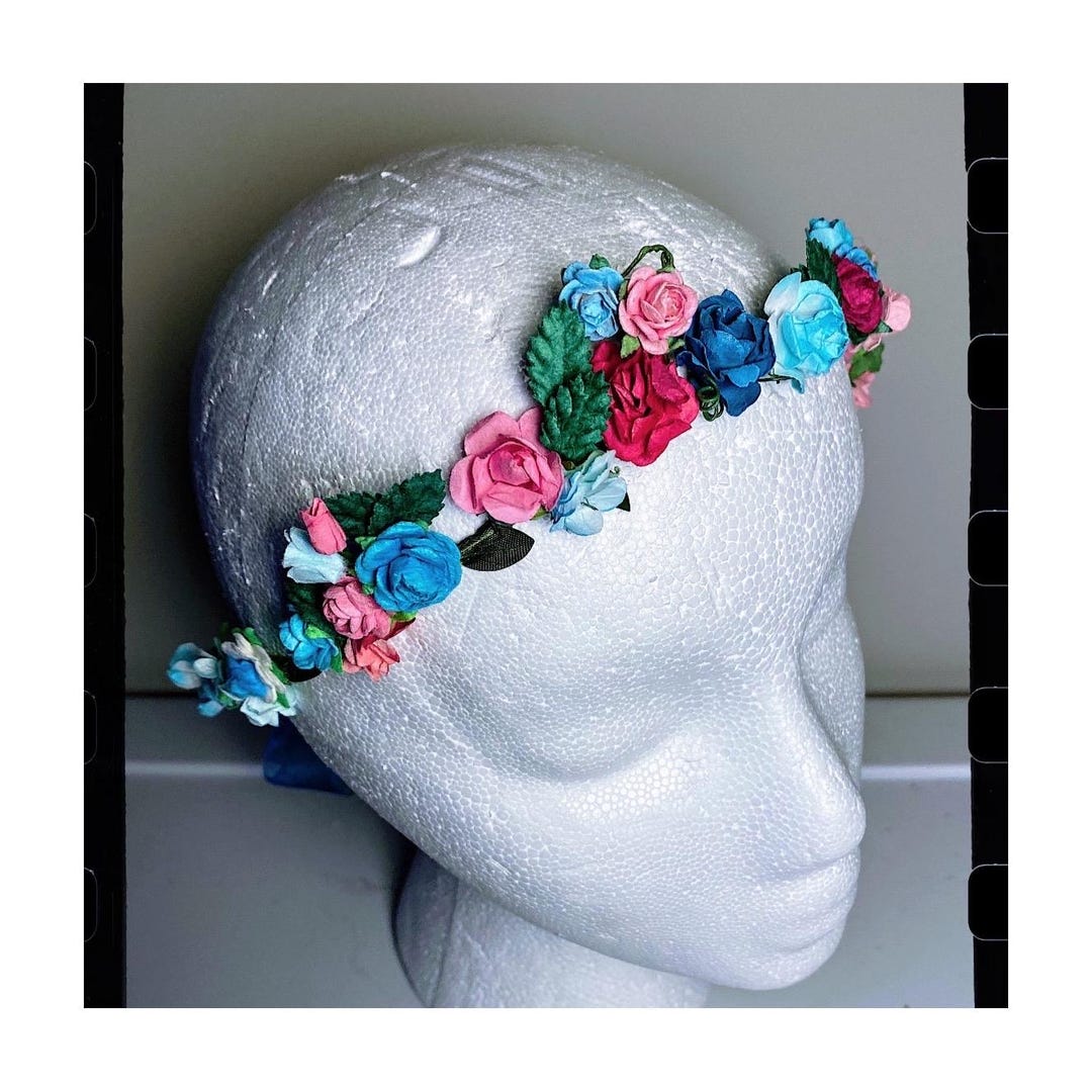 Transgender Pride Flag Colors Rose Woodland Flower Crown, Transgender ...