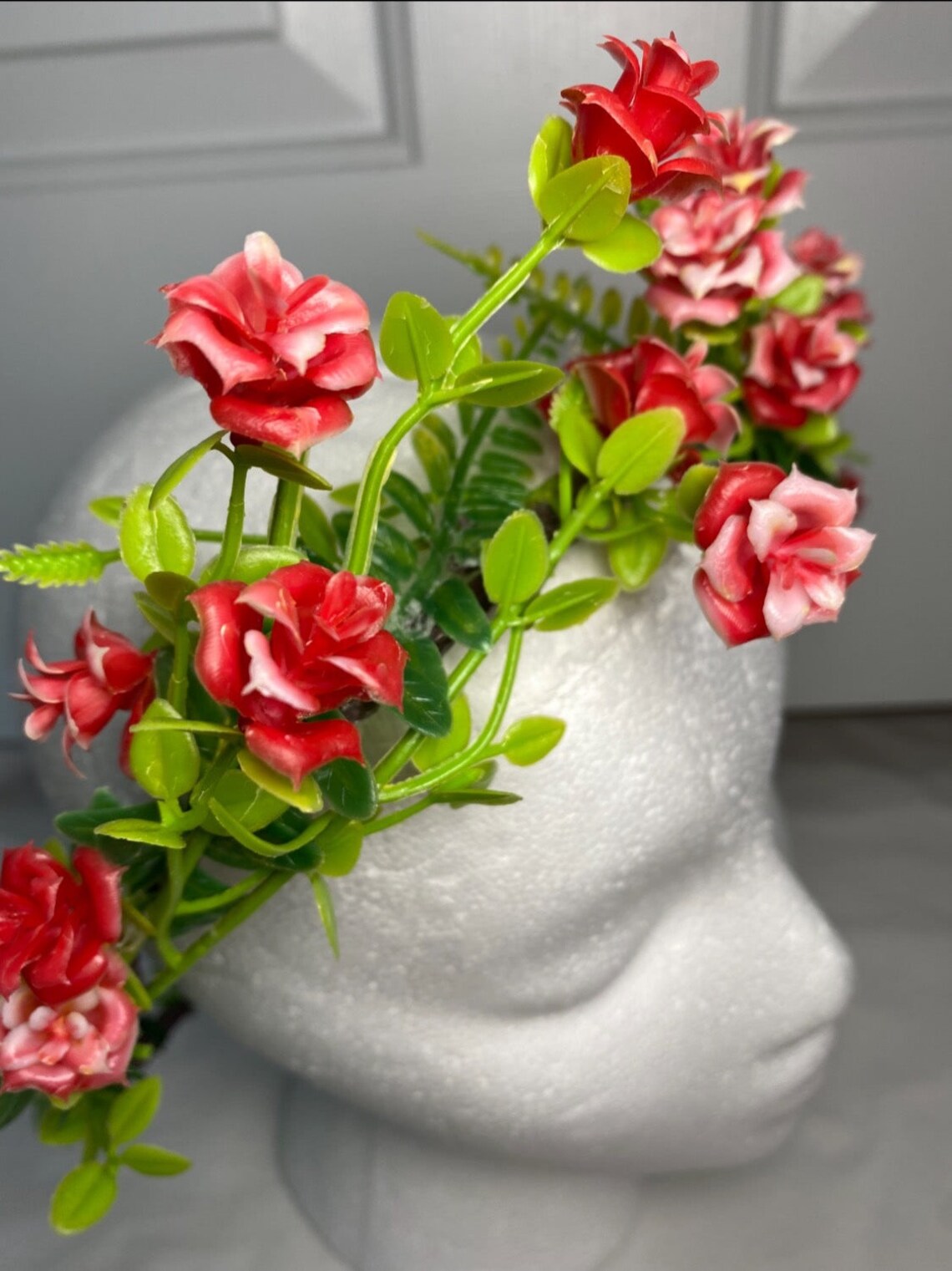 Red Woodland Fairy Flower Crown, Red Floral Head Wreath, Red Halo ...
