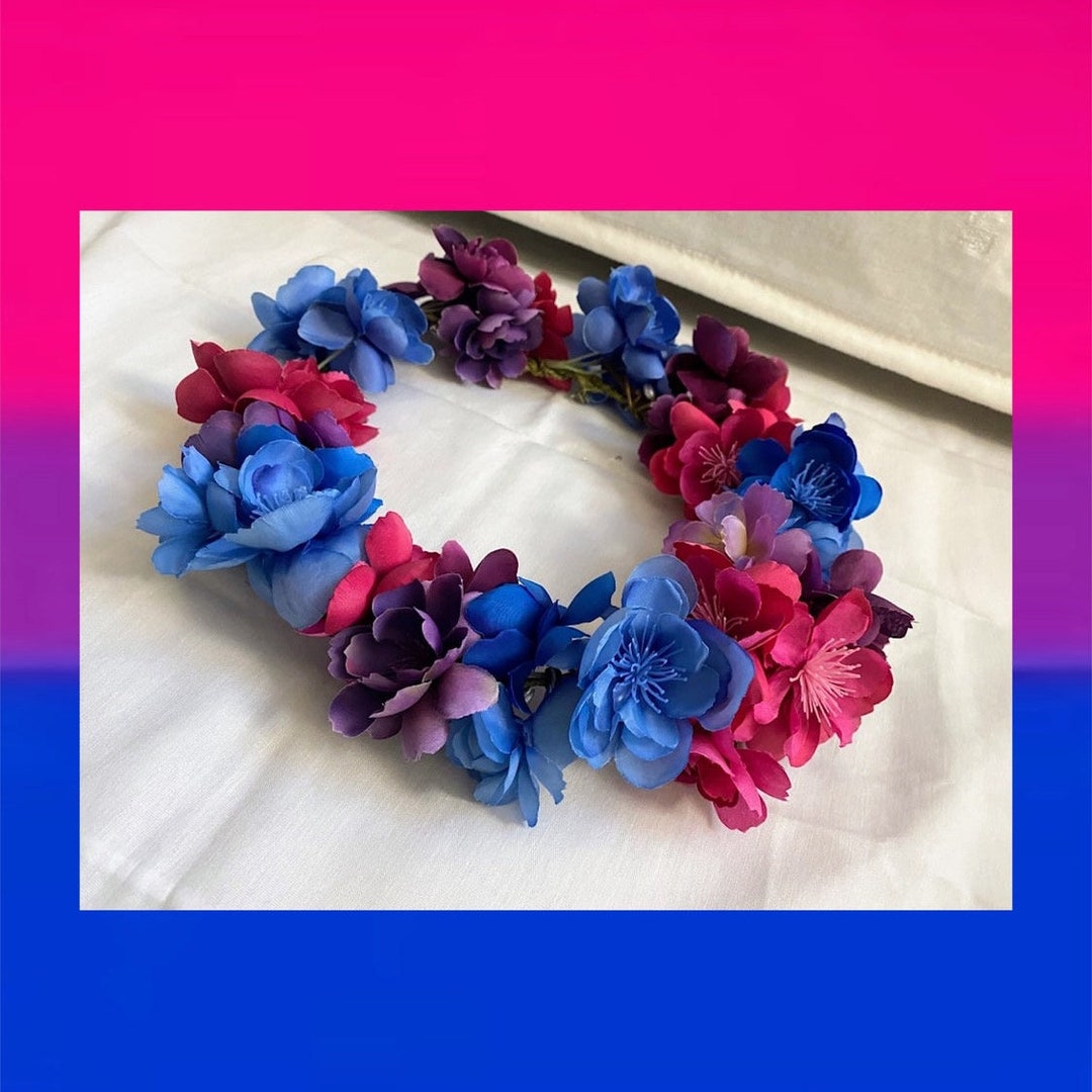 Bisexual Pride Flag Colors Flower Crown, Bisexual Pride Flag Colors ...