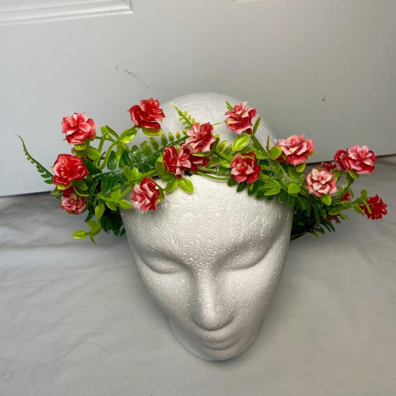 Red Woodland Fairy Flower Crown, Red Floral Head Wreath, Red Halo ...