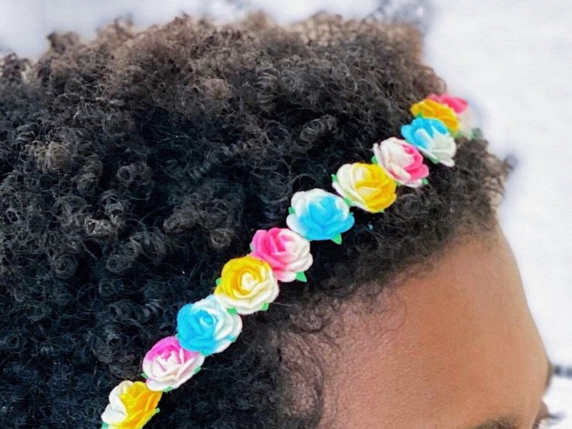 Pansexual Pride Flag Colors Rose Swirl Flower Crown, Pansexual Pride ...