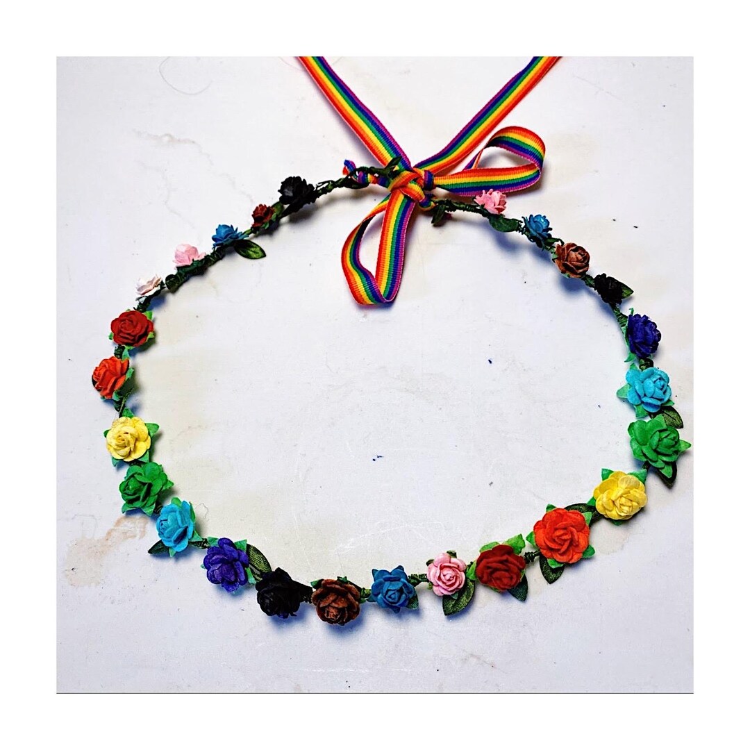 Rainbow All Inclusive Flag Colors Flower Crown, Rainbow Flower Crown ...