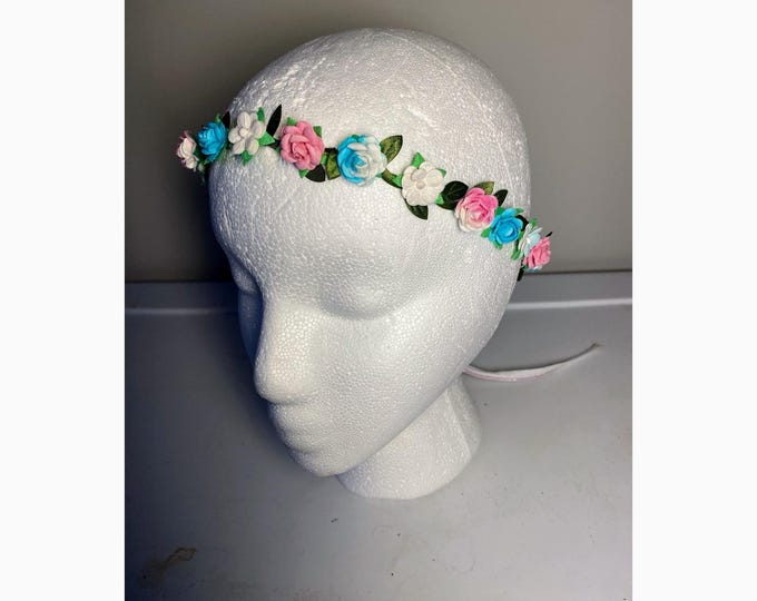 Transgender Pride Flag Colors Flower Crown, Transgender Flower Crown ...