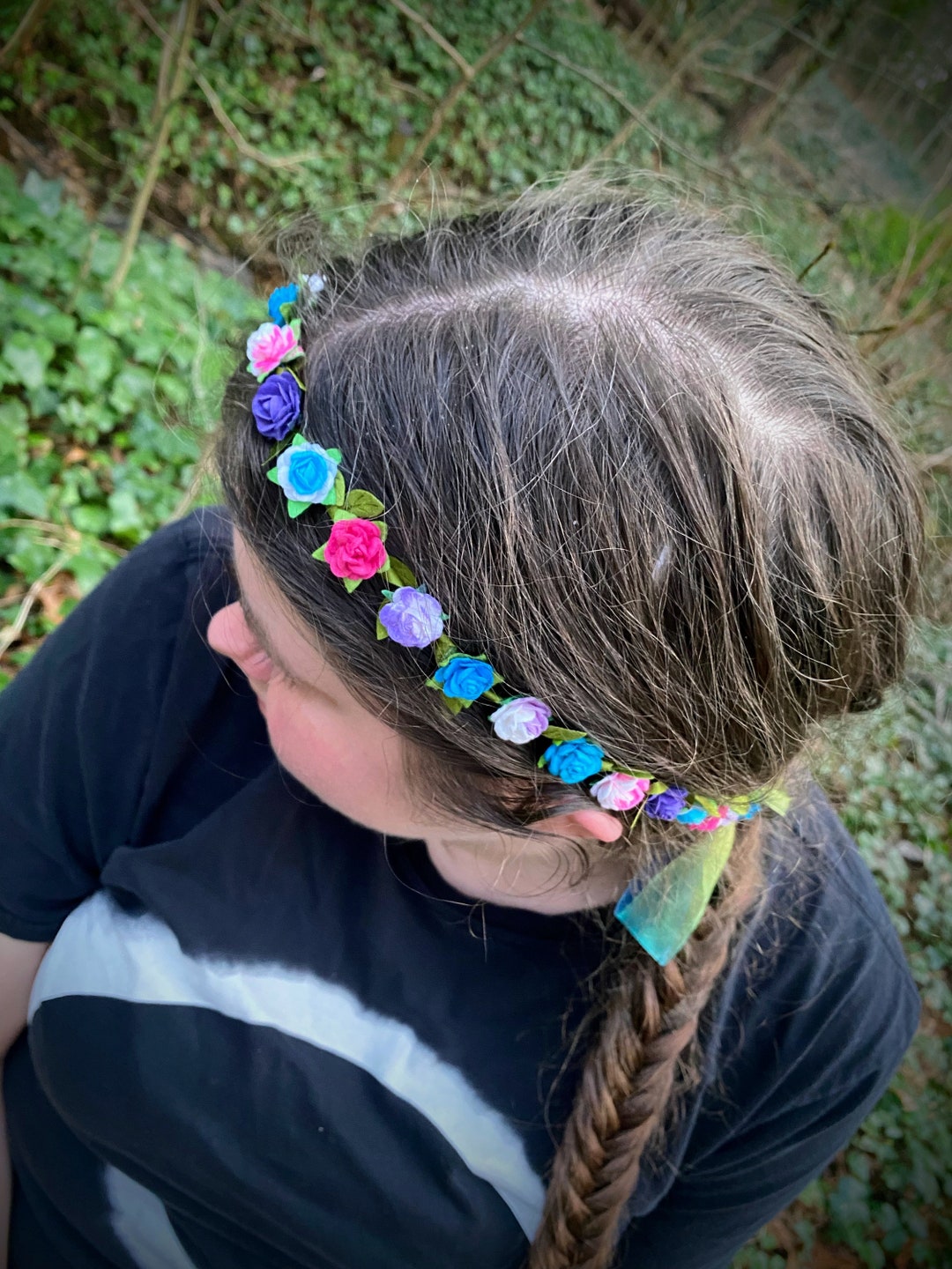 Dainty Bisexual Pride Flag Colors Flower Crown, Bisexual Pride Flower ...