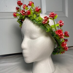Red Woodland Fairy Flower Crown, Red Floral Head Wreath, Red Halo ...