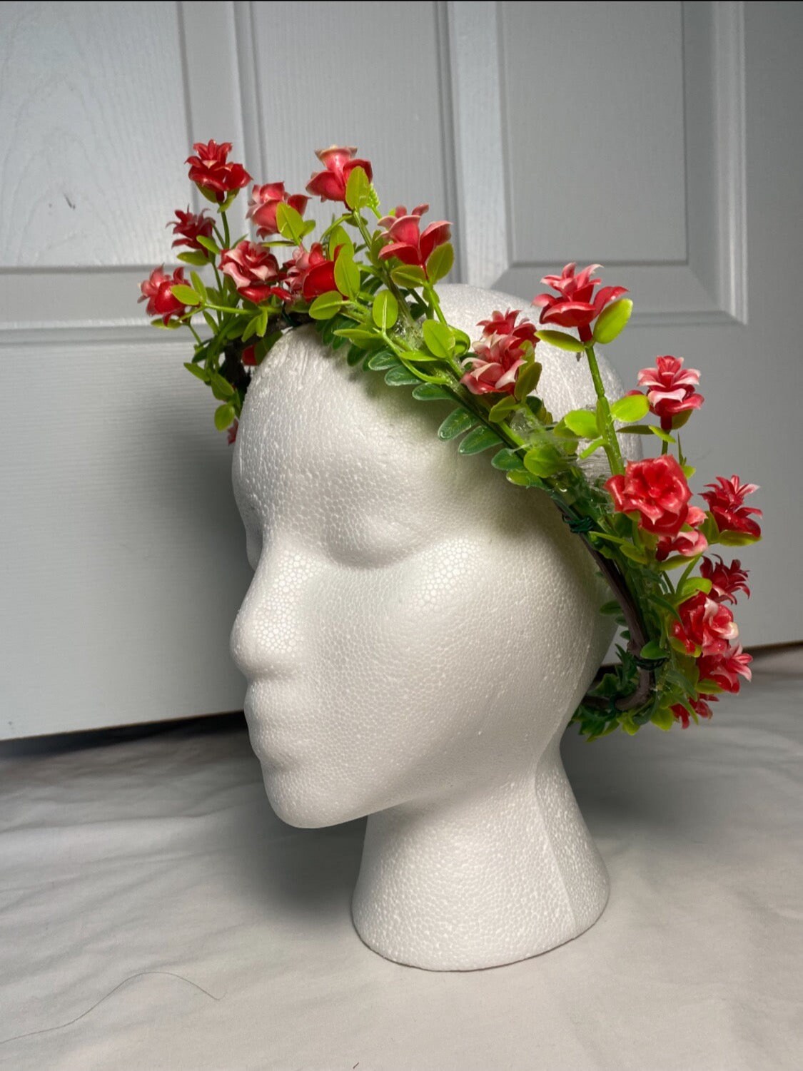 Red Woodland Fairy Flower Crown, Red Floral Head Wreath, Red Halo ...