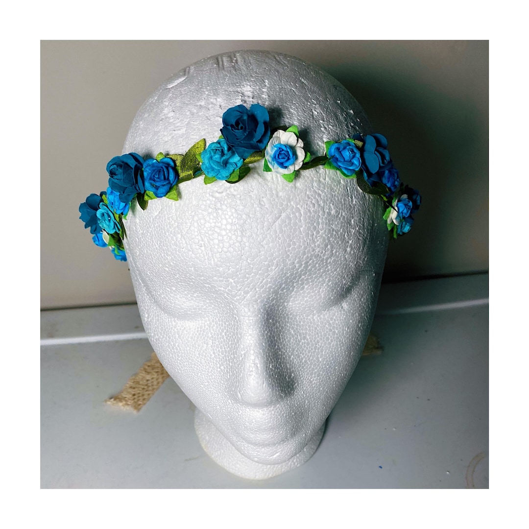 Blue Flower Crown, Blue Floral Crown, Blue Floral Headband, Blue Flower ...