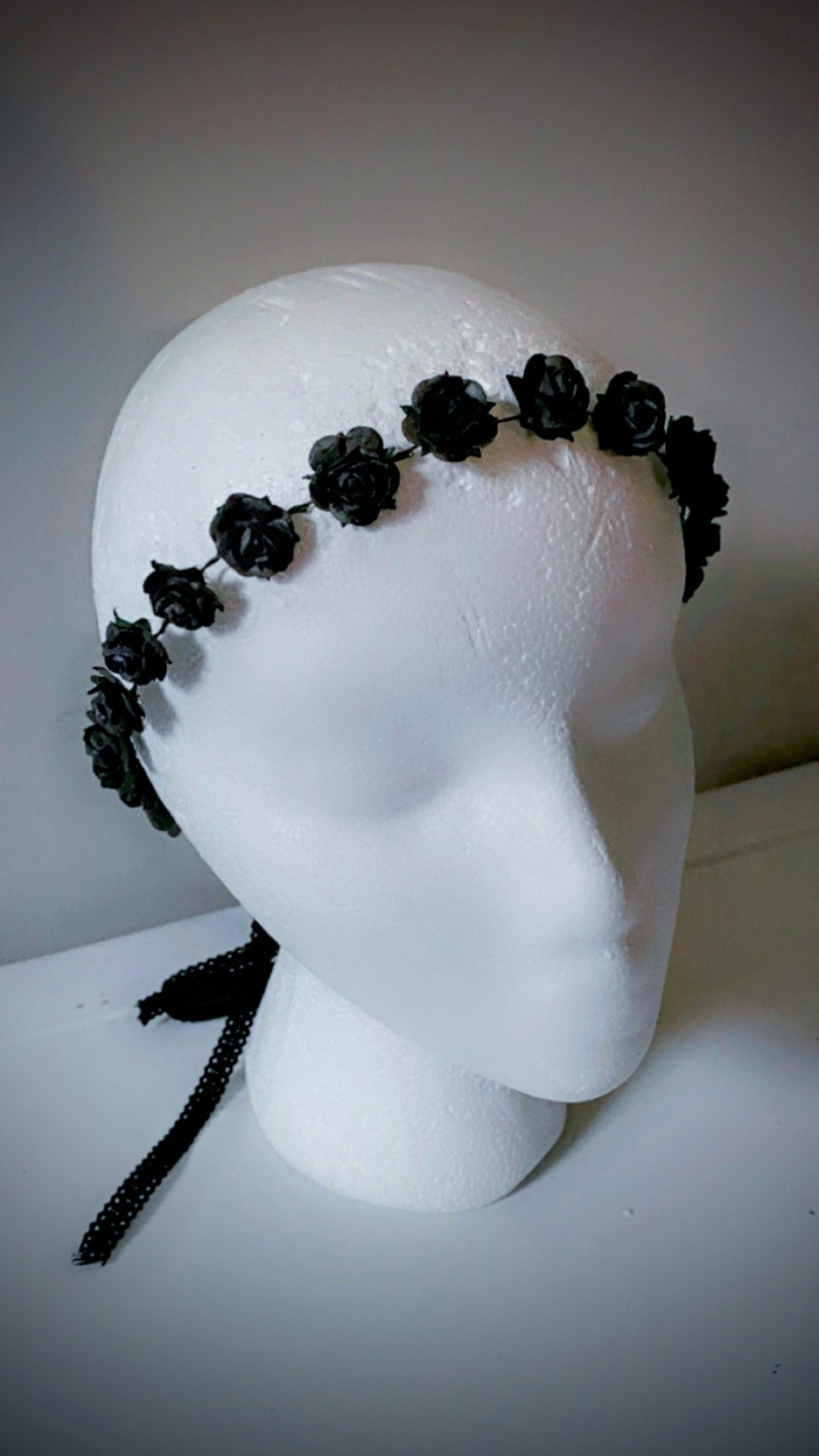 Black Gothic Flower Crown, Black Flower Crown, Black Floral Headband ...
