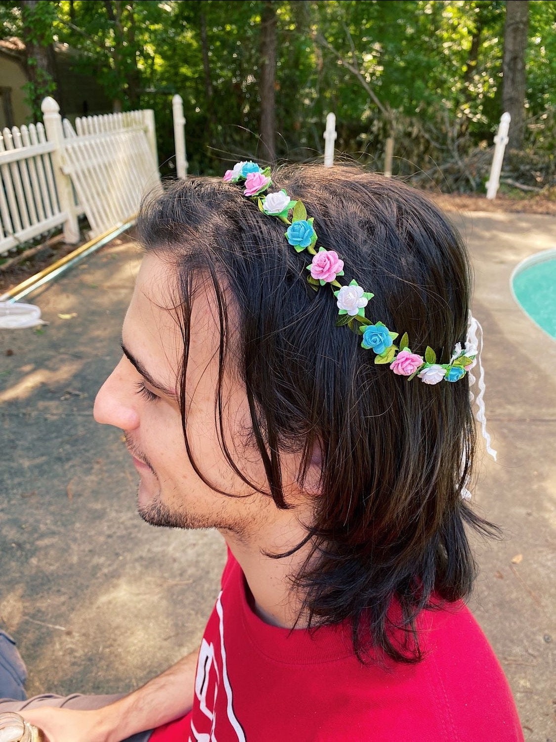 Transgender Pride Flag Colors Flower Crown, Transgender Flower Crown ...